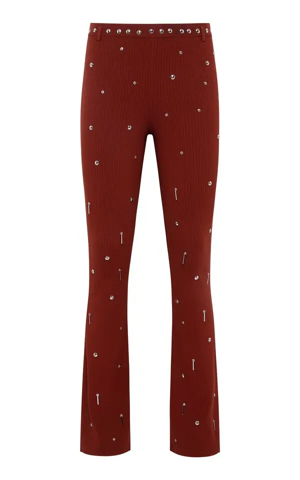 SIEDRES Studded Flare Knit Pants - Red