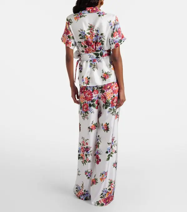 Dolce & Gabbana Floral Silk Wide-leg Pants