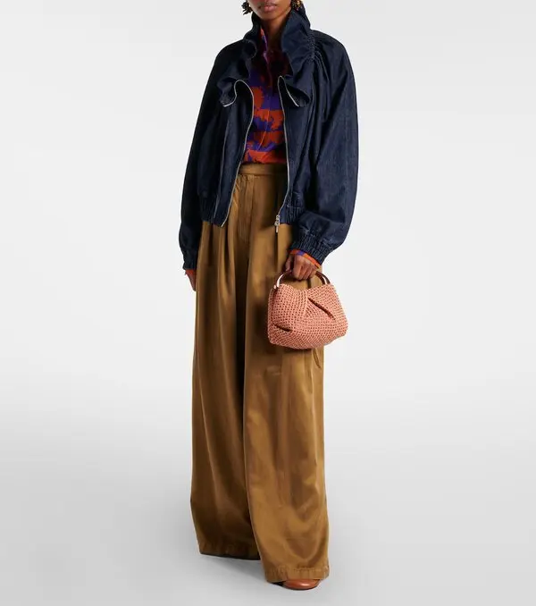 Dries Van Noten Woven Raffia-effect Top-handle Bag