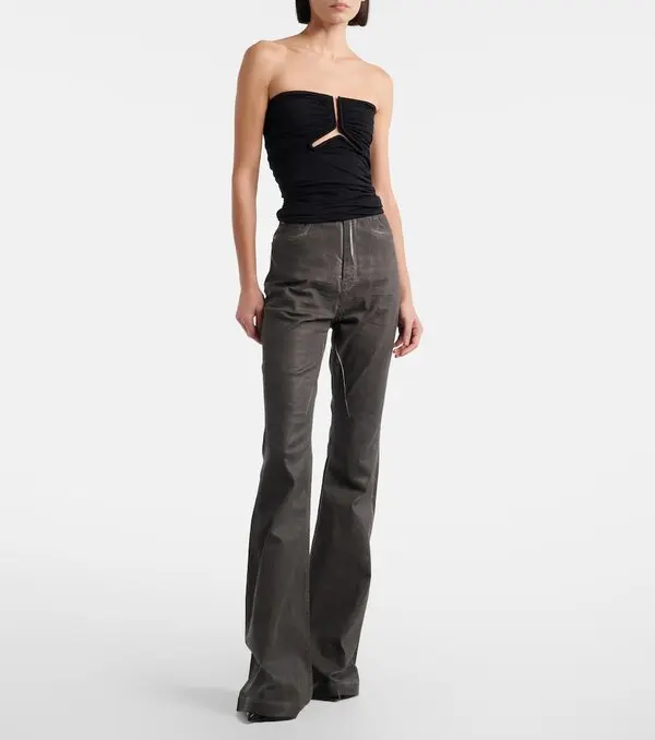 Rick Owens Cutout Ruched Strapless Top - Black