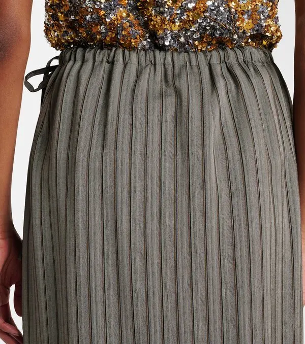 Dries Van Noten Sequined Striped Midi Skirt