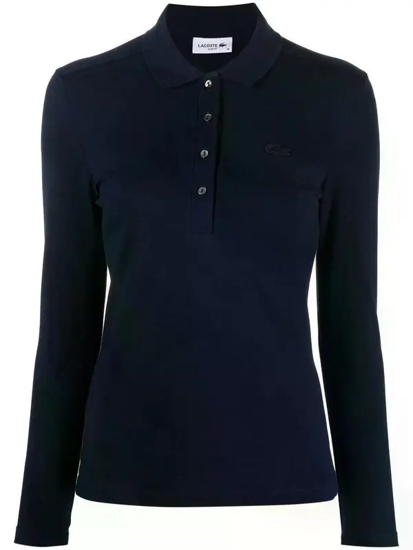 Lacoste Logo-patch Long-sleeve Polo Shirt - Blue