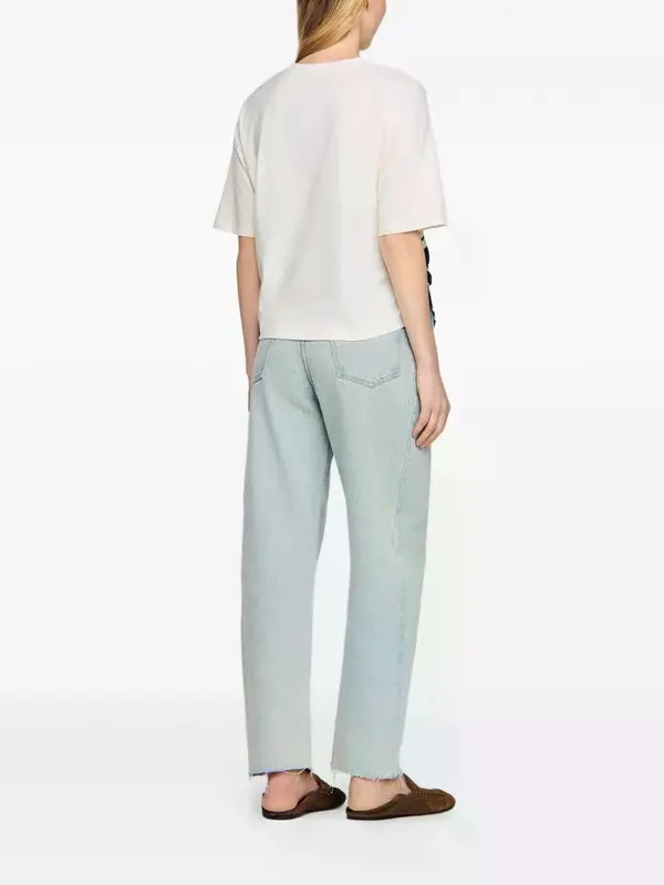 Sandro Cotton T-shirt With Bandana Print Halterneck Panel