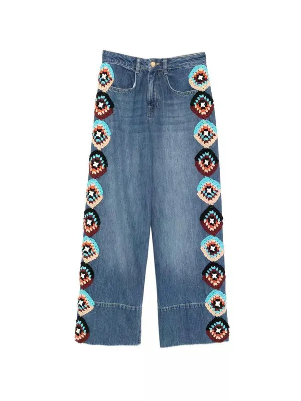 Farm Rio Crochet Embellished Jeans