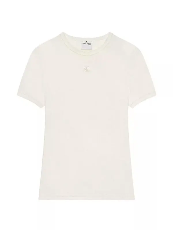 COURREGES Embroidered Logo T-shirt - Neutrals