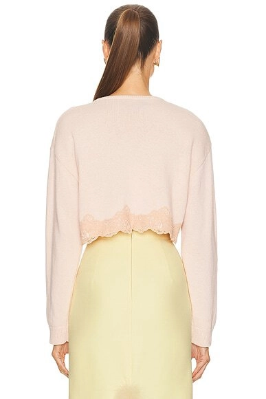 Valentino Garavani Wool Lace Cropped Cardigan - Cipria