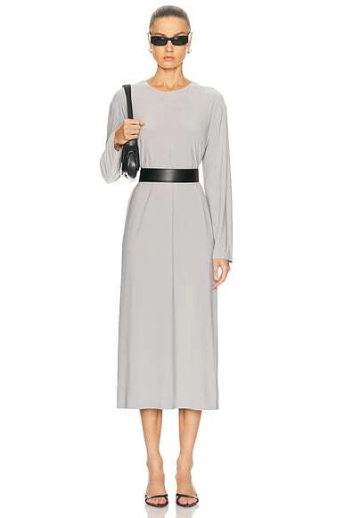 Norma Kamali Lifestyle Oversized Long Sleeve Midcalf Dress
