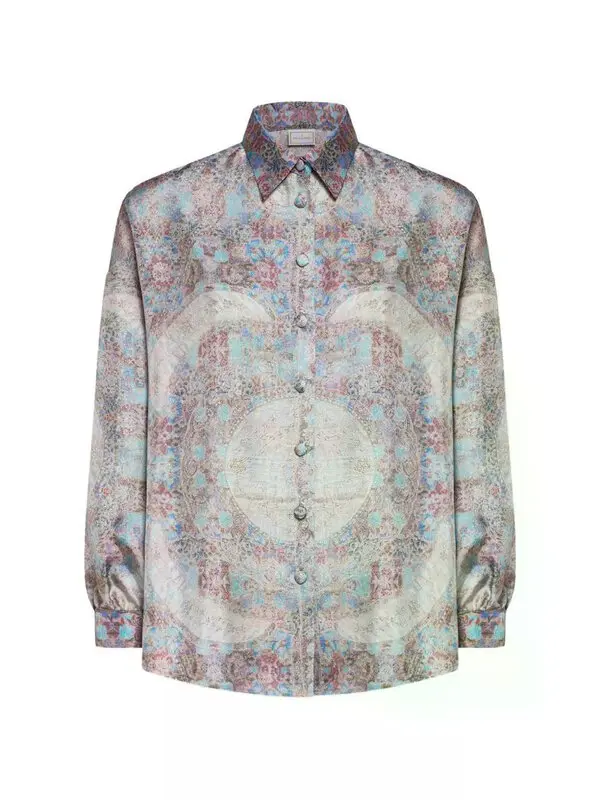 PIERRE-LOUIS MASCIA Aloe Mosaic Silk Shirt - Neutrals