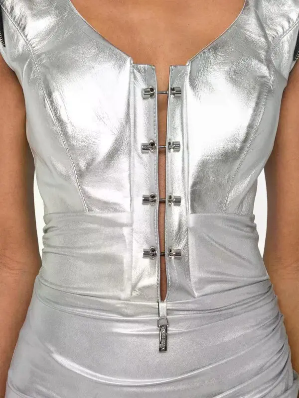 MITILIANE COUTURE Sleeveless Leather Panel Mini Dress
