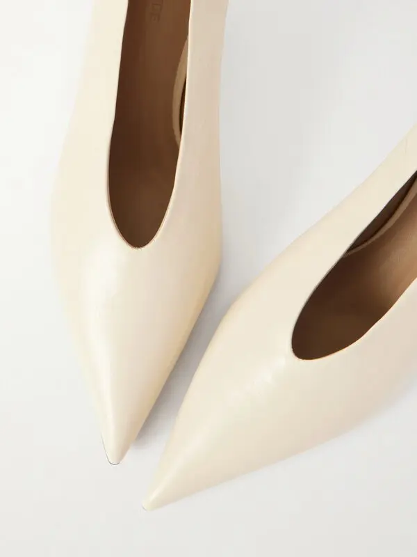 Le Monde Beryl Crinkled-leather Pumps - Neutrals