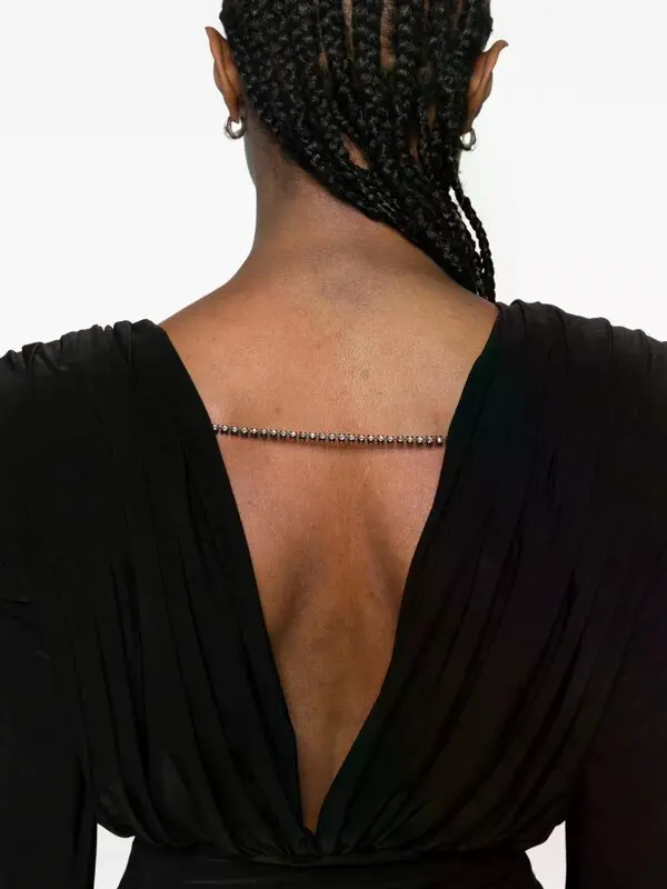 MITILIANE COUTURE Draped V-neck Mini Dress With Chain Belt - Black