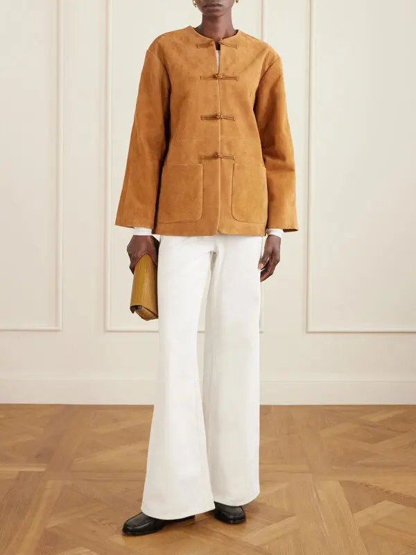 RÓHE Mandarin Paneled Suede Jacket