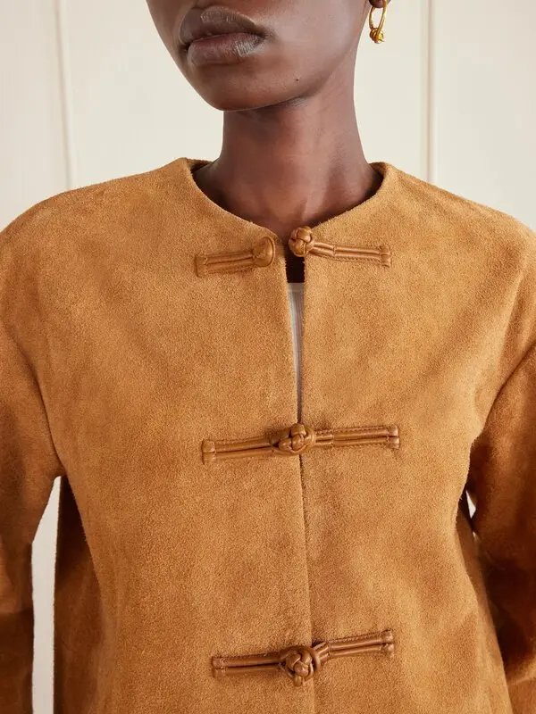 RÓHE Mandarin Paneled Suede Jacket