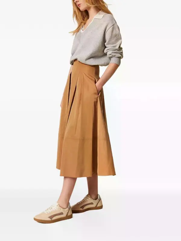 TWINSET Pleated Midi Skirt With Side Pockets