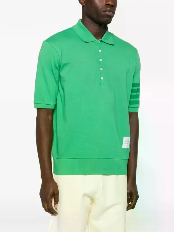 Thom Browne Stripe-detail Polo Shirt - Green