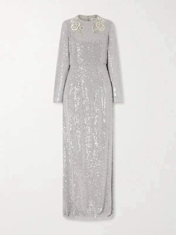 Erdem Crystal-embellished Sequined Georgette Gown
