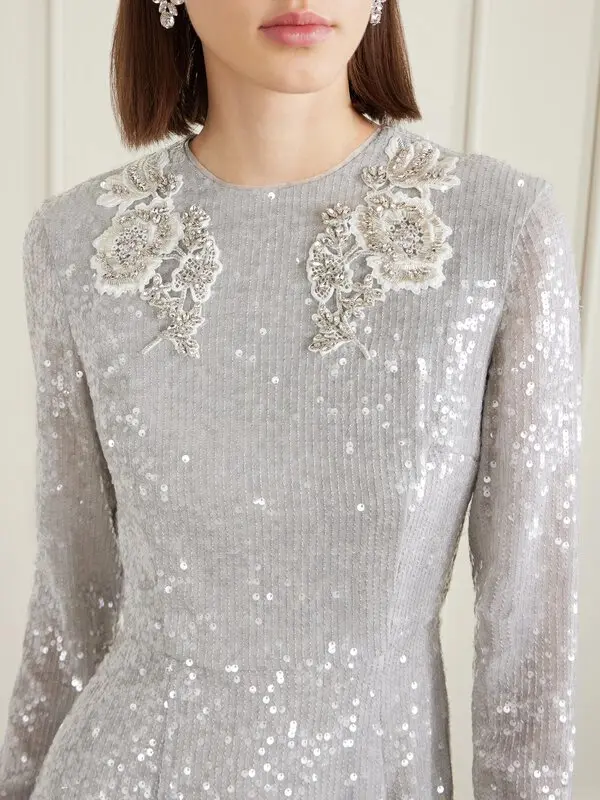 Erdem Crystal-embellished Sequined Georgette Gown