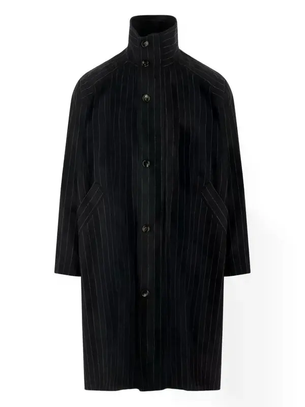 Giorgio Armani High-neck Striped Coat - Grey