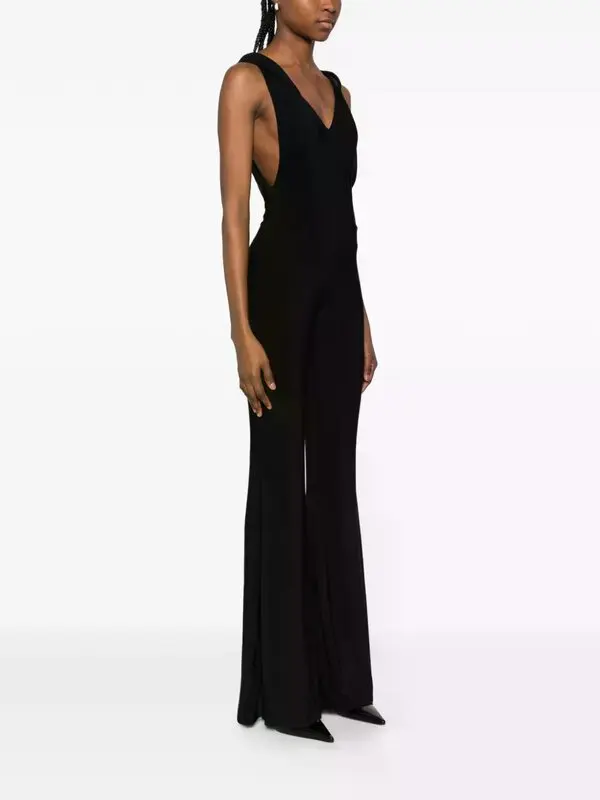 MITILIANE COUTURE Sleeveless V-neck Flared Leg Jumpsuit With Hood