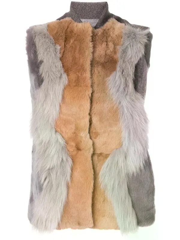 Lorena Antoniazzi Wool Blend Gilet With Faux Fur Trim - Grey