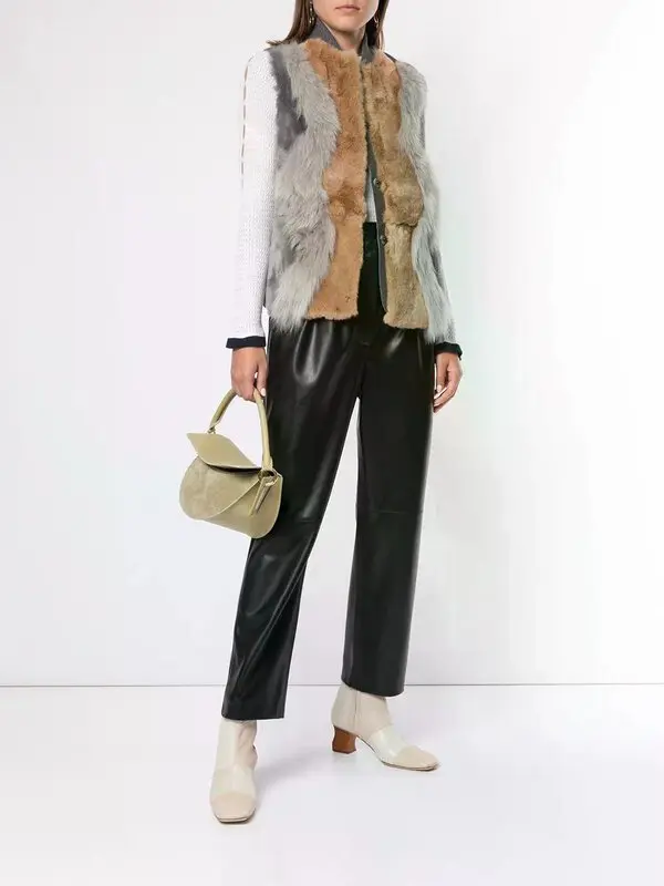 Lorena Antoniazzi Wool Blend Gilet With Faux Fur Trim