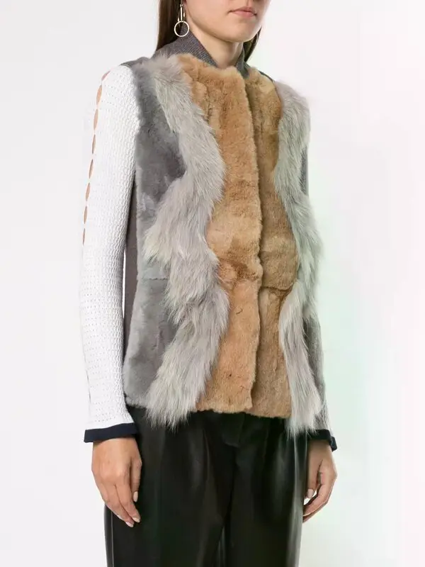 Lorena Antoniazzi Wool Blend Gilet With Faux Fur Trim