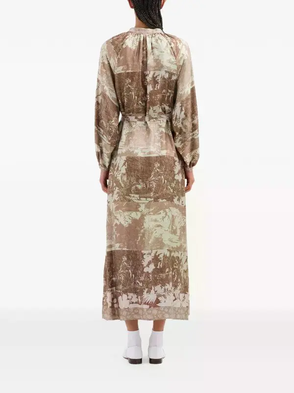 PIERRE-LOUIS MASCIA Aloe Gathered Detail Midi Shirt Dress