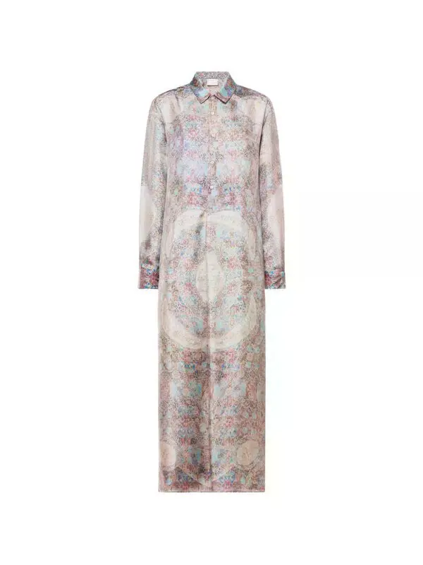 PIERRE-LOUIS MASCIA Floral-print Maxi Shirt Dress - Blue