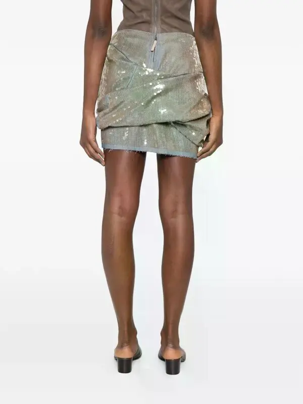 Rick Owens Sequin Embellished Draped Mini Skirt