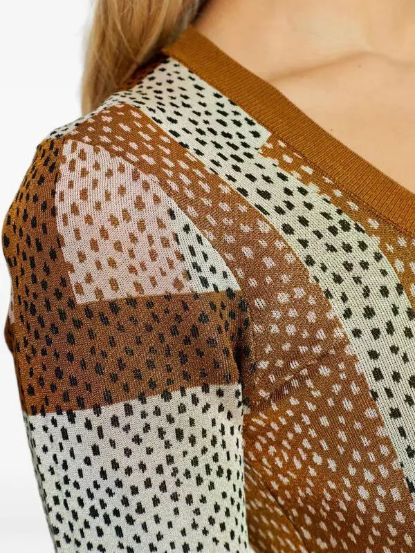 Fendi Viscose Jacquard Knit Dress With Geometric Pattern