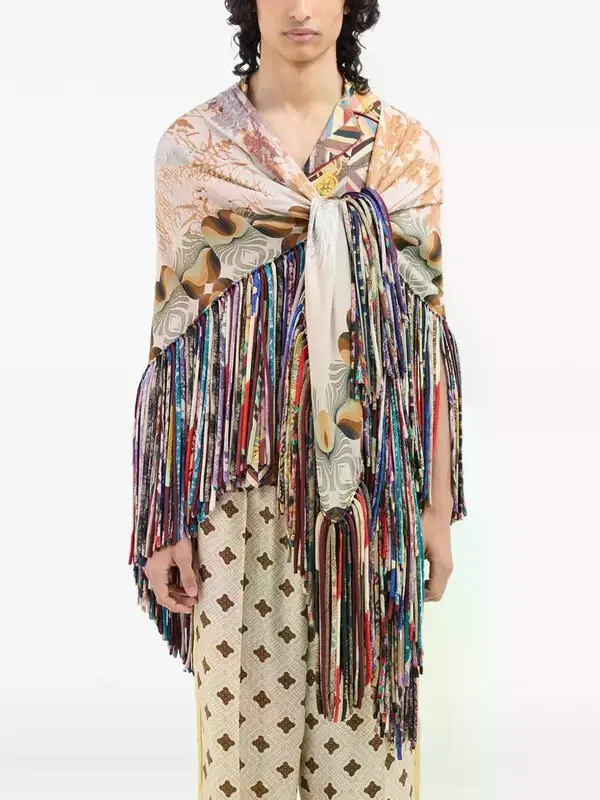 PIERRE-LOUIS MASCIA Abstract-print Fringed Scarf