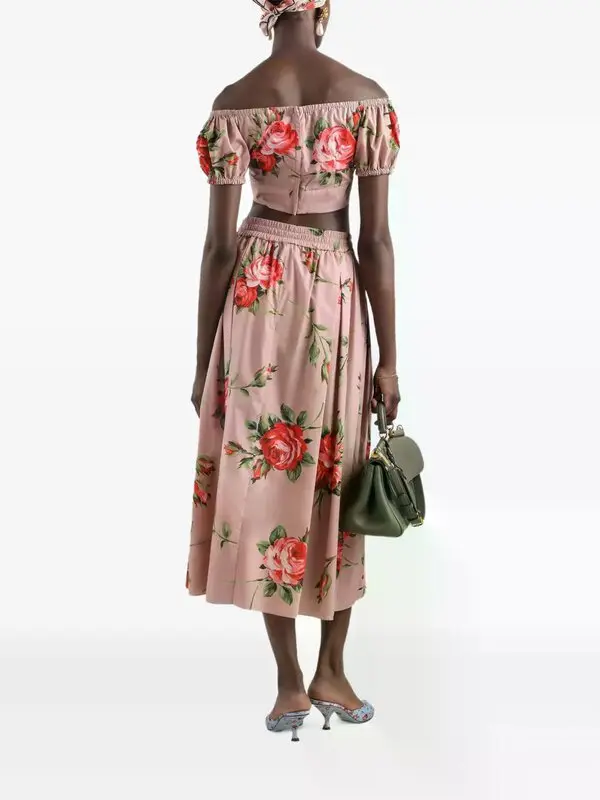 Dolce & Gabbana Floral Print Drawstring Skirt - Pink