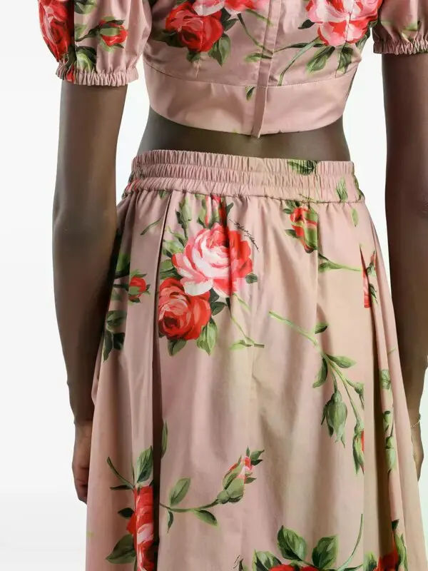 Dolce & Gabbana Floral Print Drawstring Skirt - Pink