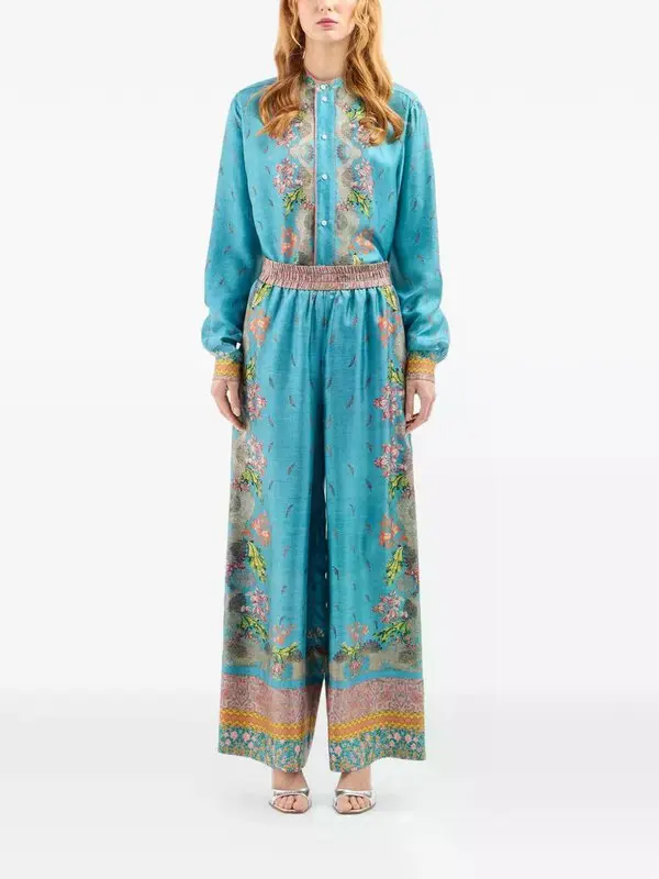 PIERRE-LOUIS MASCIA Wide Leg Floral Print Trousers