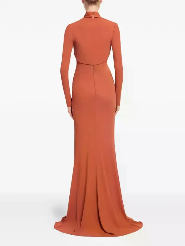 Elie Saab Criss-cross Halterneck Maxi Dress With Ruched Detail And Front Slit
