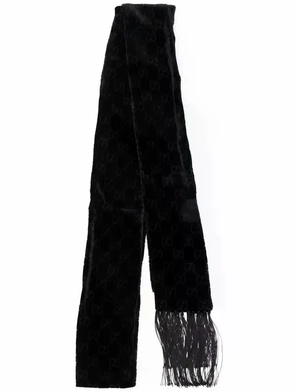 Gucci Monogram-pattern Fringed-edge Scarf
