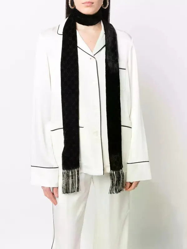 Gucci Monogram-pattern Fringed-edge Scarf