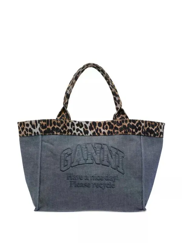 GANNI Logo Tote Bag - Blue