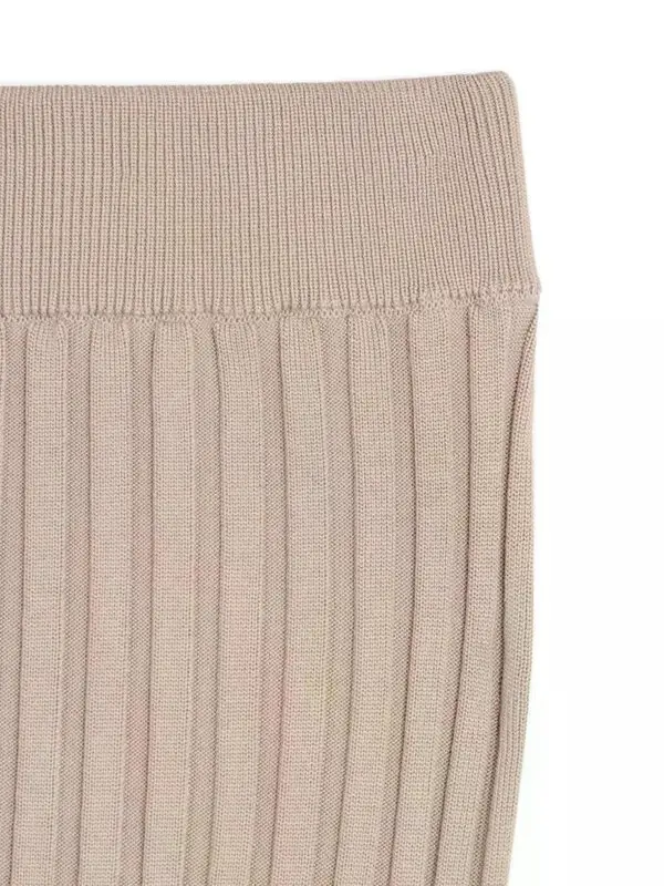 TOD'S Ribbed Knit Midi Skirt With Rear Slit - Neutrals