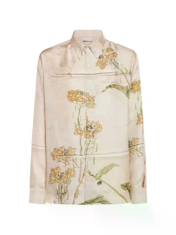 PIERRE-LOUIS MASCIA Floral Print Button-up Shirt - Neutrals