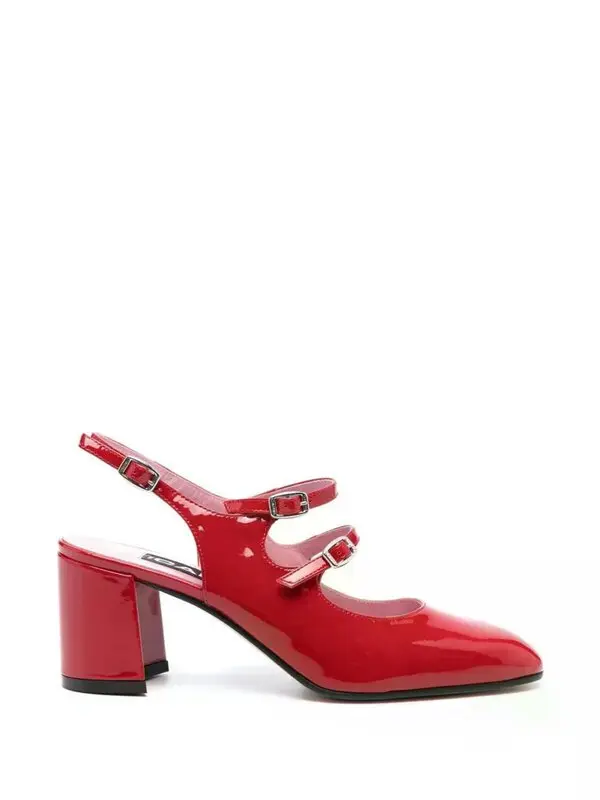 CAREL Patent Buckle Slingback Pumps - Red