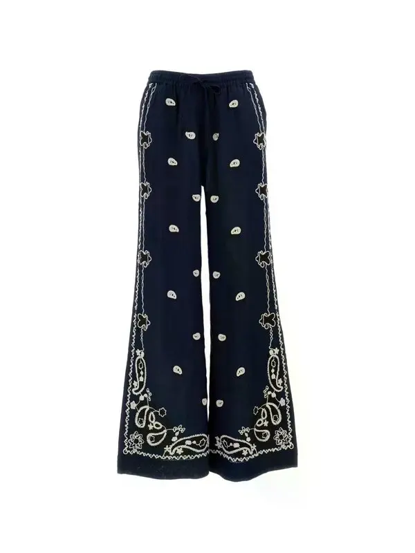 P.a.r.o.s.h Embroidered Wide-leg Trousers - Blue