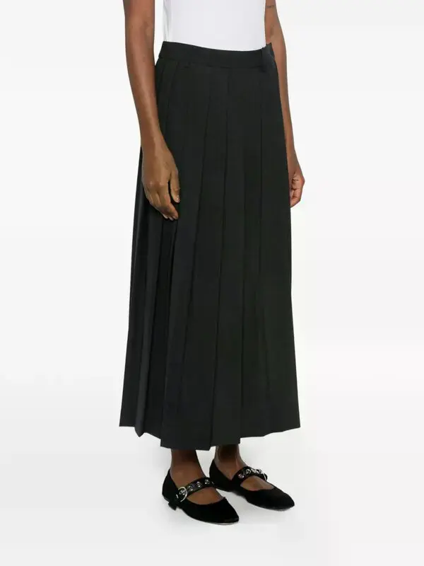IVORY PARIS Pleated Midi Skirt With Belt Loops