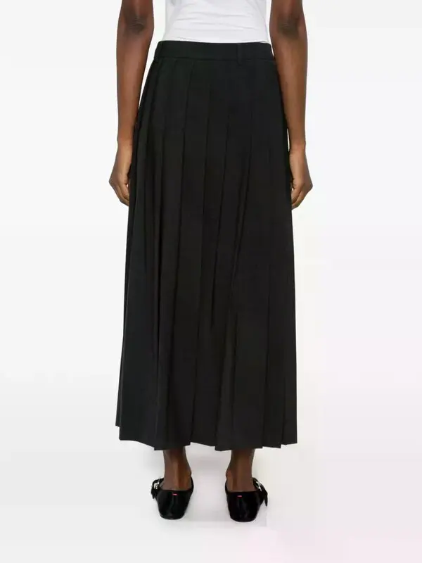 IVORY PARIS Pleated Midi Skirt With Belt Loops