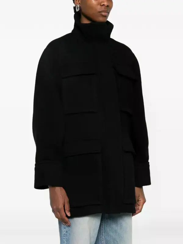 CIRCUS HOTEL Pocket Overcoat - Black