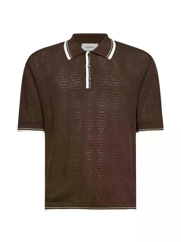 LANEUS Textured-knit Polo Shirt