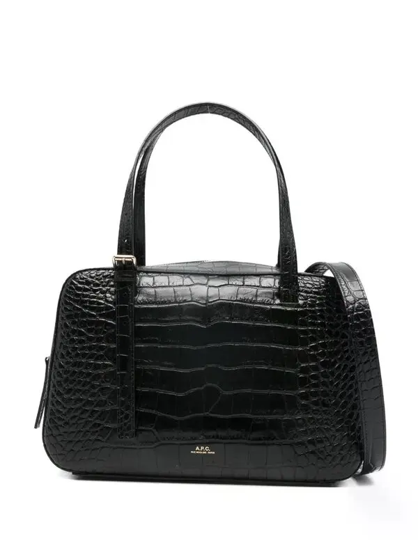 A.p.c. Embossed Top-handle Shoulder Strap Bag - Black