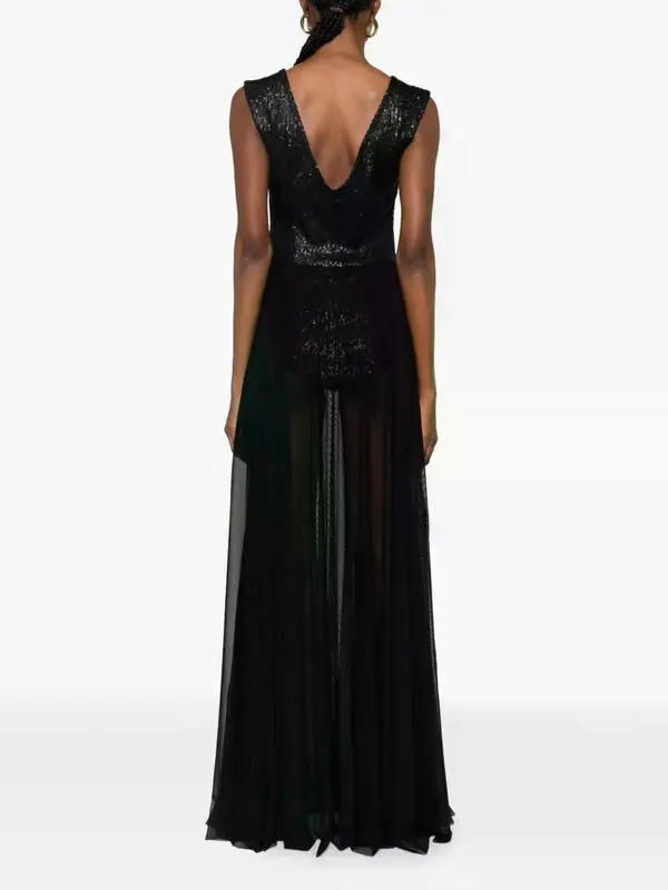 Norma Kamali Embellished V-neck Maxi Dress