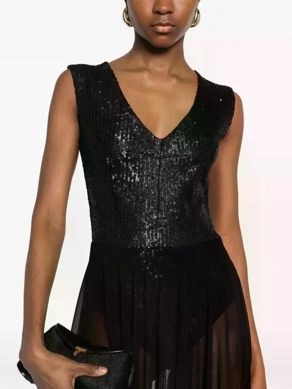 Norma Kamali Embellished V-neck Maxi Dress