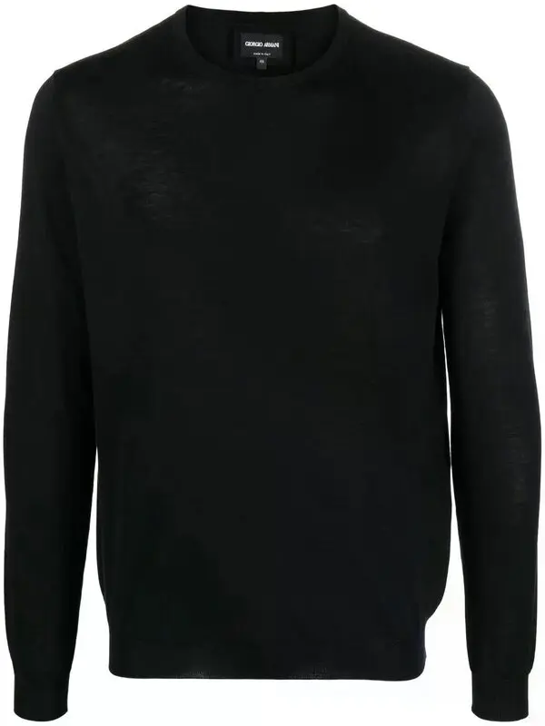 Giorgio Armani Crew Neck Long Sleeve Sweatshirt - Black
